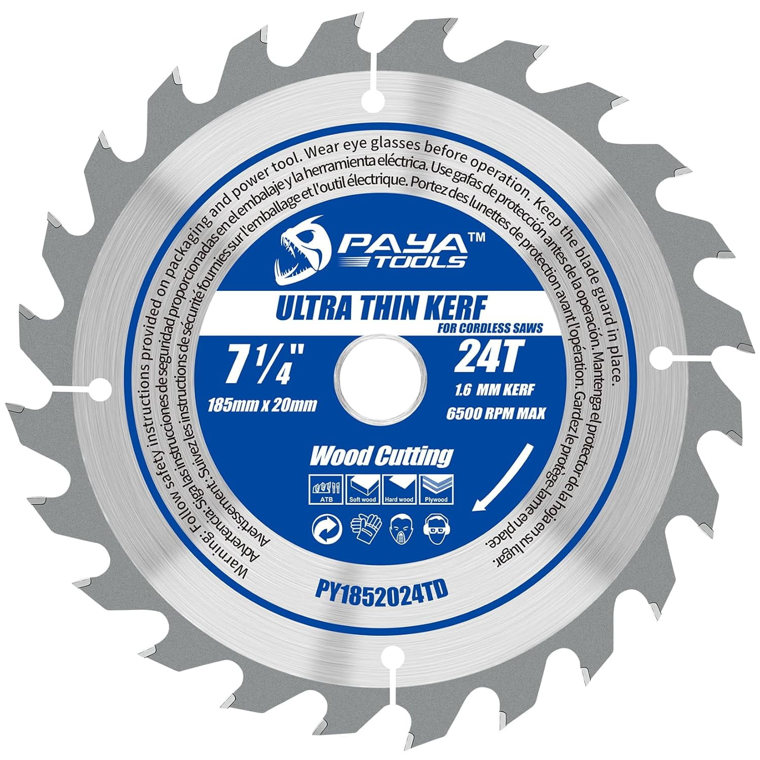 CERPXFF-7-1/4-Inch 24-Tooth Circular Saw Blade, 0.063" Ultra Thin Kerf ...