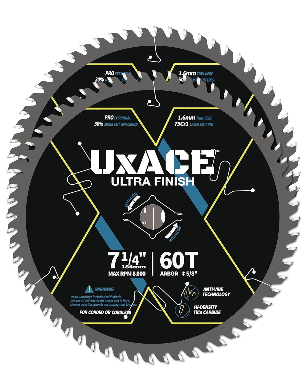 CERPXFF-7-1/4-Inch 60-Tooth Circular Saw Blade with 5/8-Inch Arbor ...