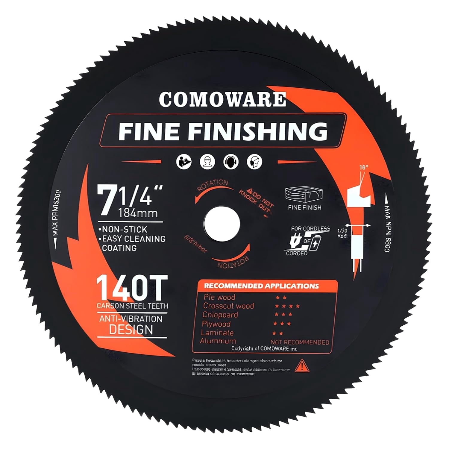 CERPXFF-7-1/4\u201c Circular Saw Blade, 140T Table Saw Blade, 5/8 ...