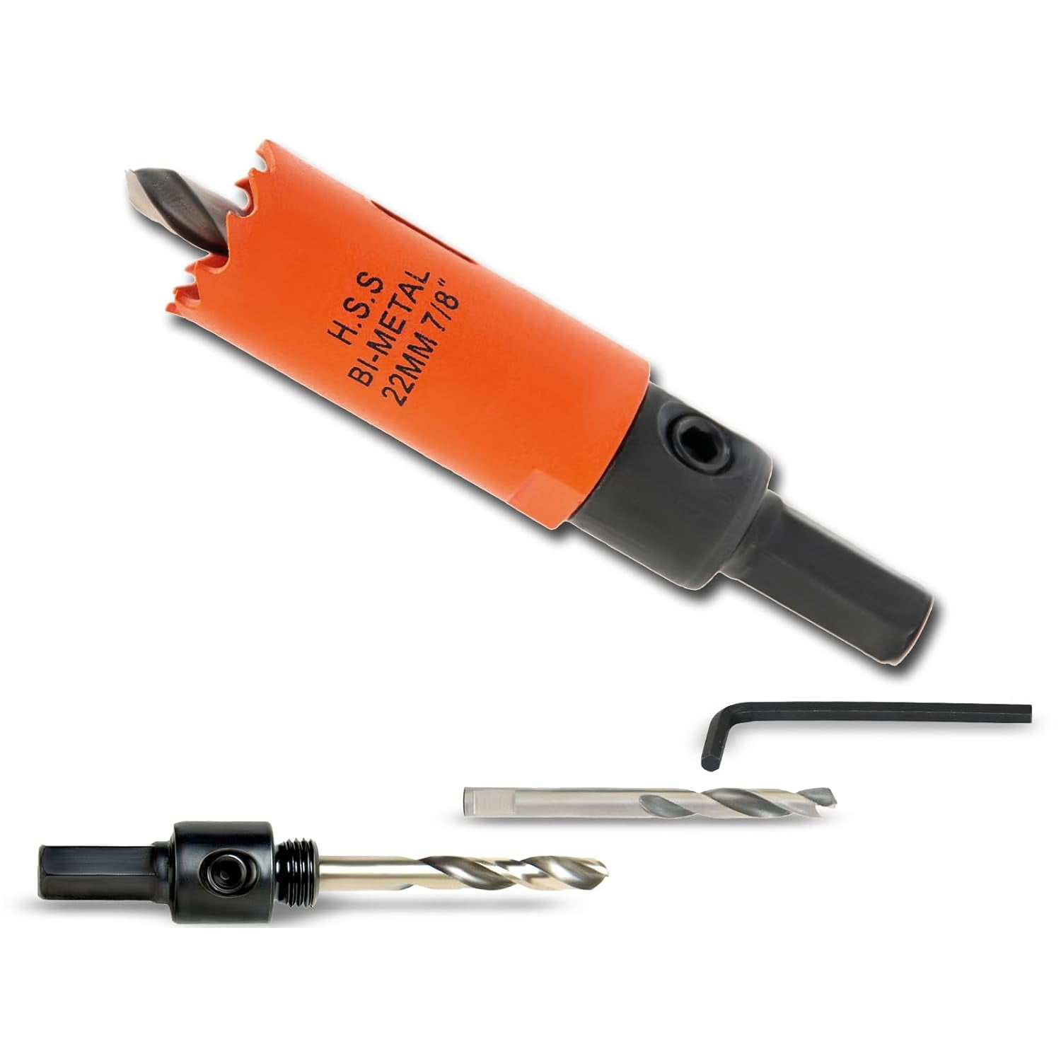 CERPXFF-7/8 inch Hole Saw with Arbor for Cutting Metal Wood and Plastic ...