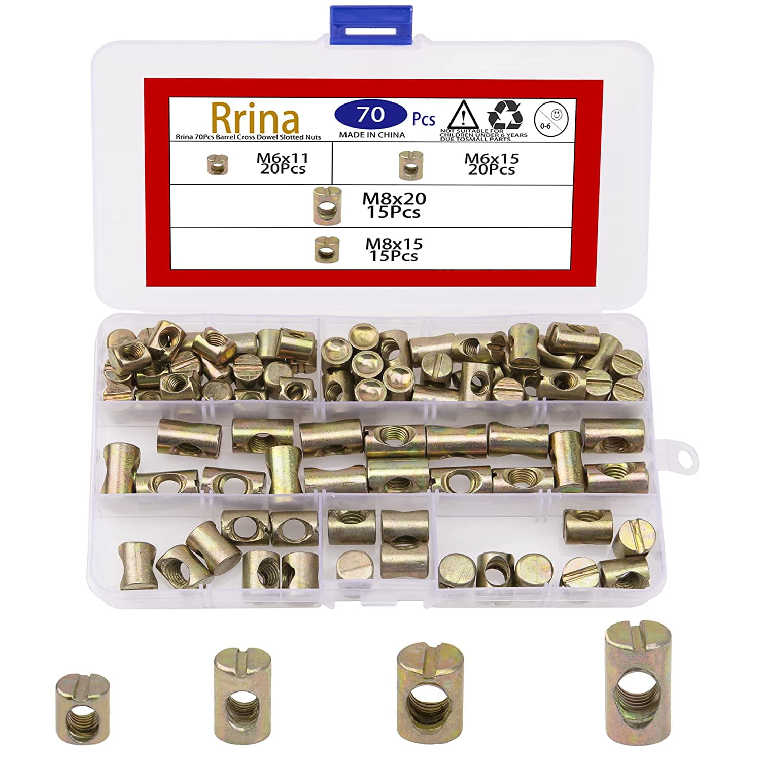 CERPXFF-70Pcs Metric M6 M8 Barrel Cross Dowel Slotted Nuts for ...