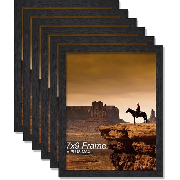 CERPXFF-7x9 Picture Frame Set of 6, Black Engineered Wood Frame for 7 x ...