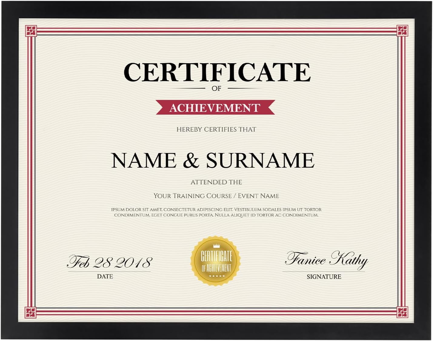 CERPXFF-8.5x11 Picture Frame Black, Certificate Award Document Diploma ...