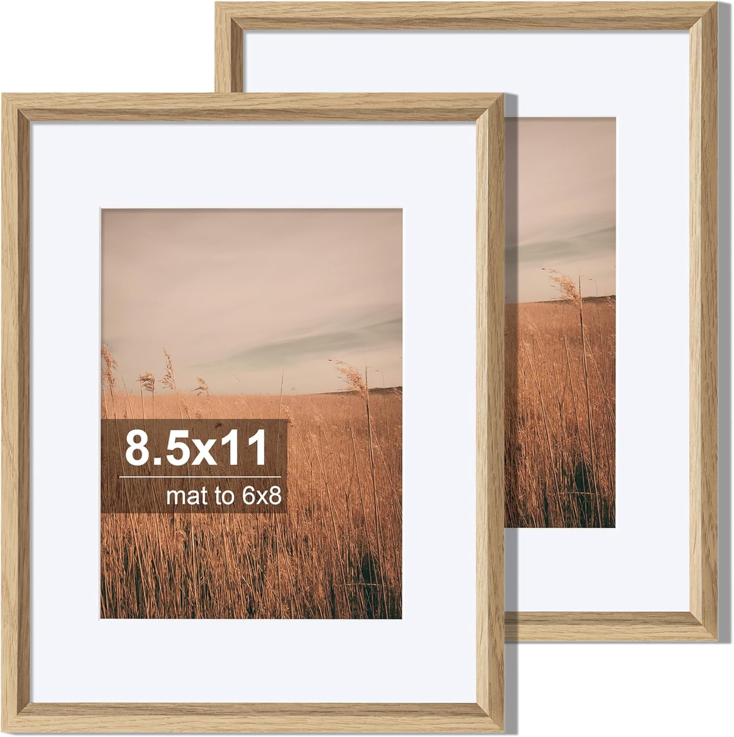CERPXFF-8.5x11 Picture Frame Set of 2, Display 6x8 Pictures with Mat or ...