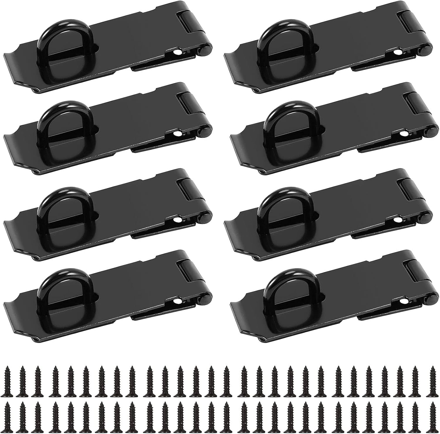 CERPXFF-8 Pack 4 Inch Black Stainless Steel Door Locks Hasp Latch ...