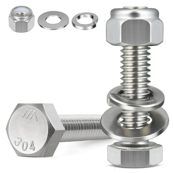 CERPXFF-(8 Sets) 5/16-18 x 2-1/2" Hex Head Screw Bolt,Lock Nuts,Flat ...