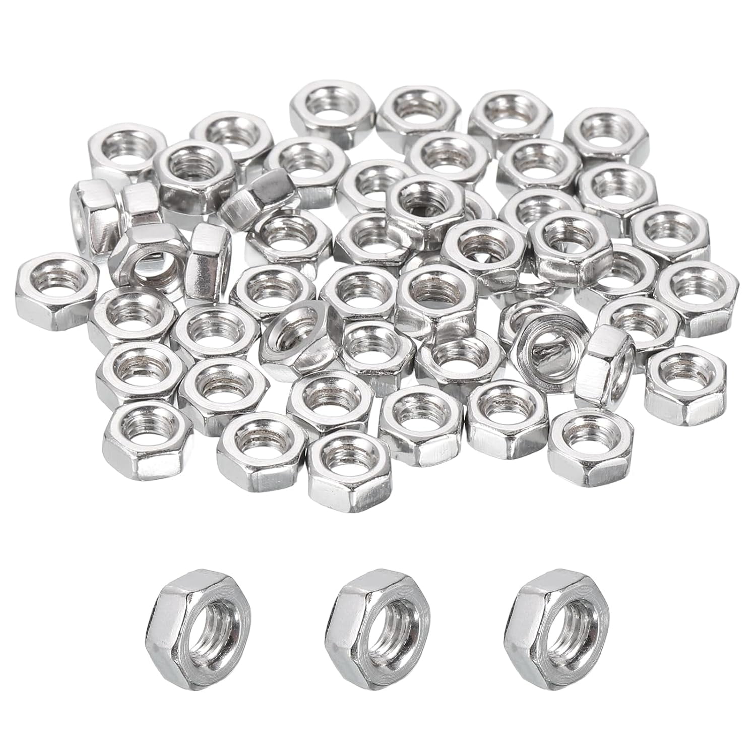 CERPXFF-80 Pcs M4x0.7mm Hex Nuts, 316 Stainless Steel Metric Coarse ...