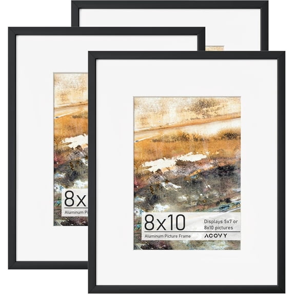 CERPXFF-8x10 Picture Frame, Aluminum 8x10 Frame Matted to 5x7, 8 x 10 ...