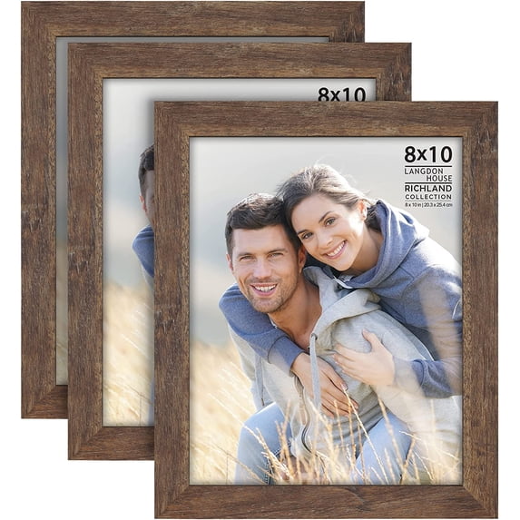 CERPXFF-8x10 Picture Frames (Rustic Brown, 3 Pack) Traditional Wood ...