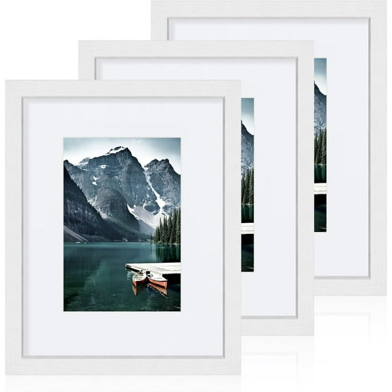 CERPXFF-8x10 White Picture Frames set of 3, Made of Wooden and Glass ...