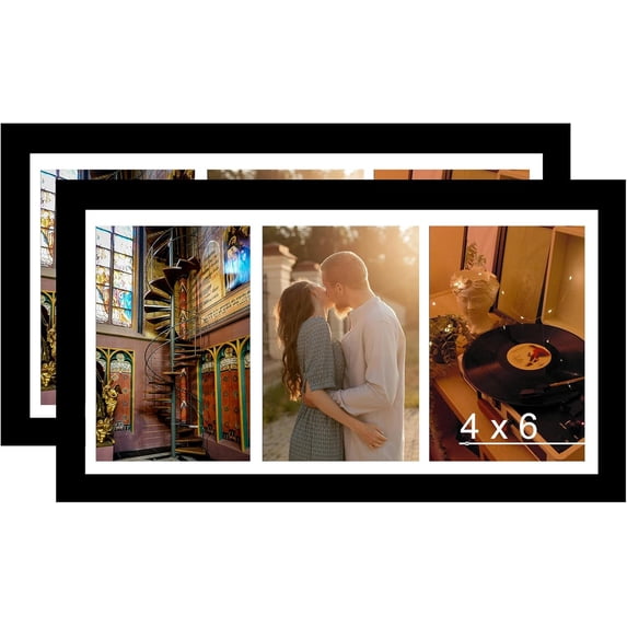 CERPXFF-8x16 Collage Picture Frame with Mat Set of 2, Display 3 Pcs 4x6 ...
