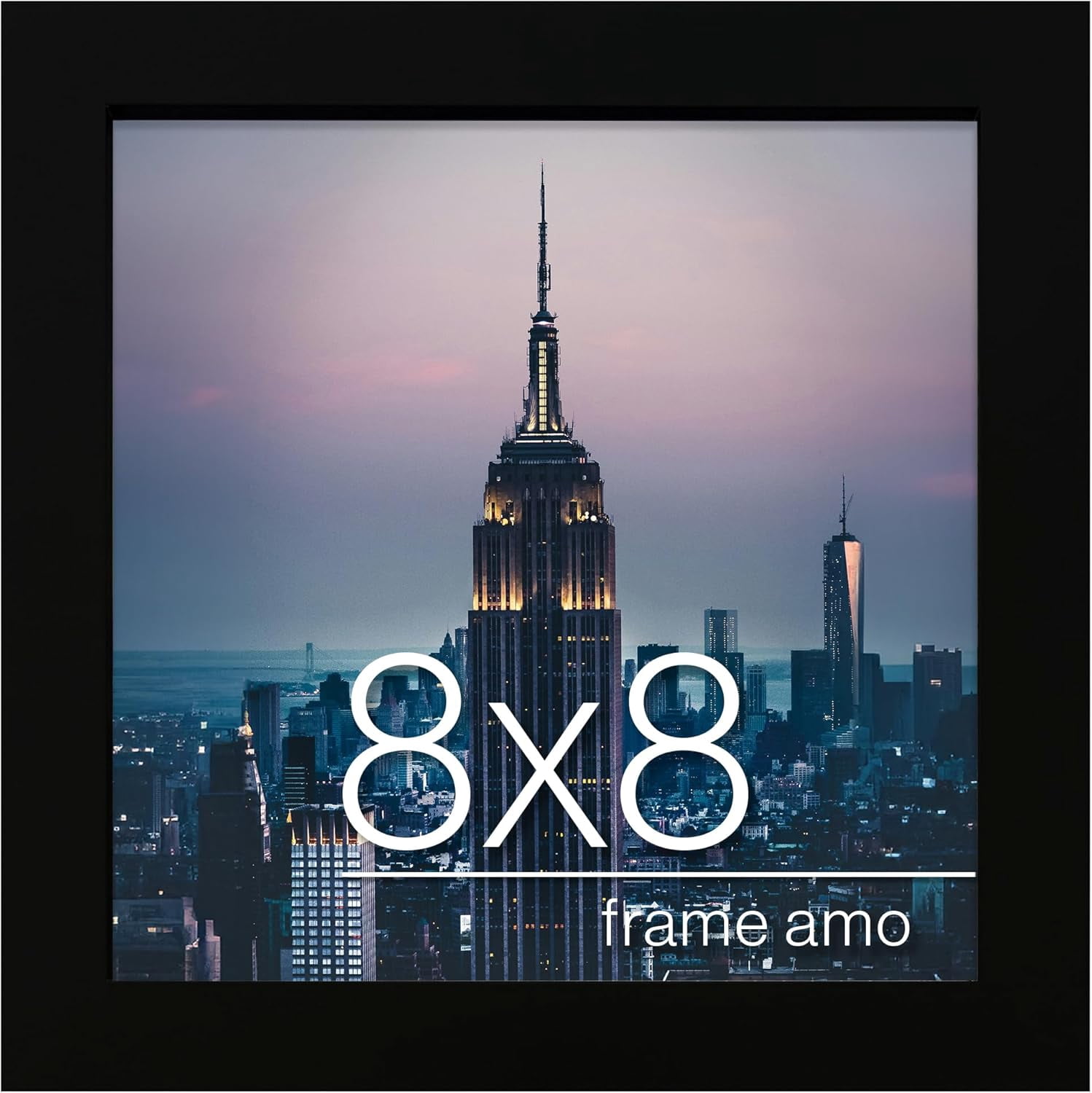 CERPXFF-8x8 Black Modern Picture Frame, 1 inch Border, Acrylic Front ...