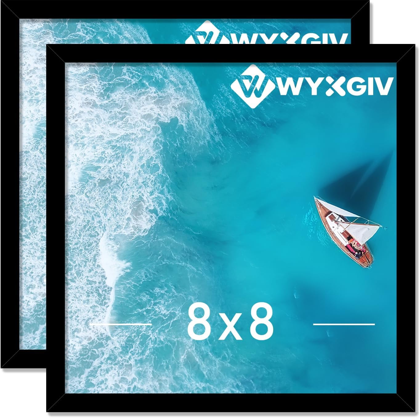CERPXFF-8x8 Picture Frame Set of 2, Lightweight yet Durable Black Frame ...