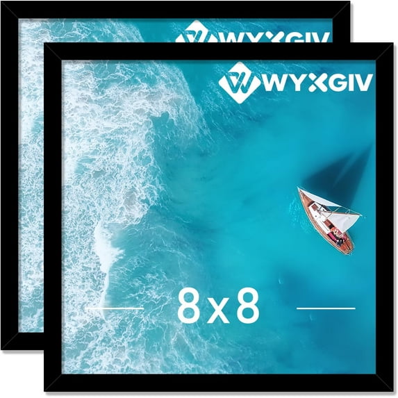 CERPXFF-8x8 Picture Frame Set of 2, Lightweight yet Durable Black Frame ...