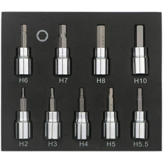 CERPXFF-9 Pcs 3/8 Inch Drive Hex Bit Sockets Set, Hex Allen Socket Key ...