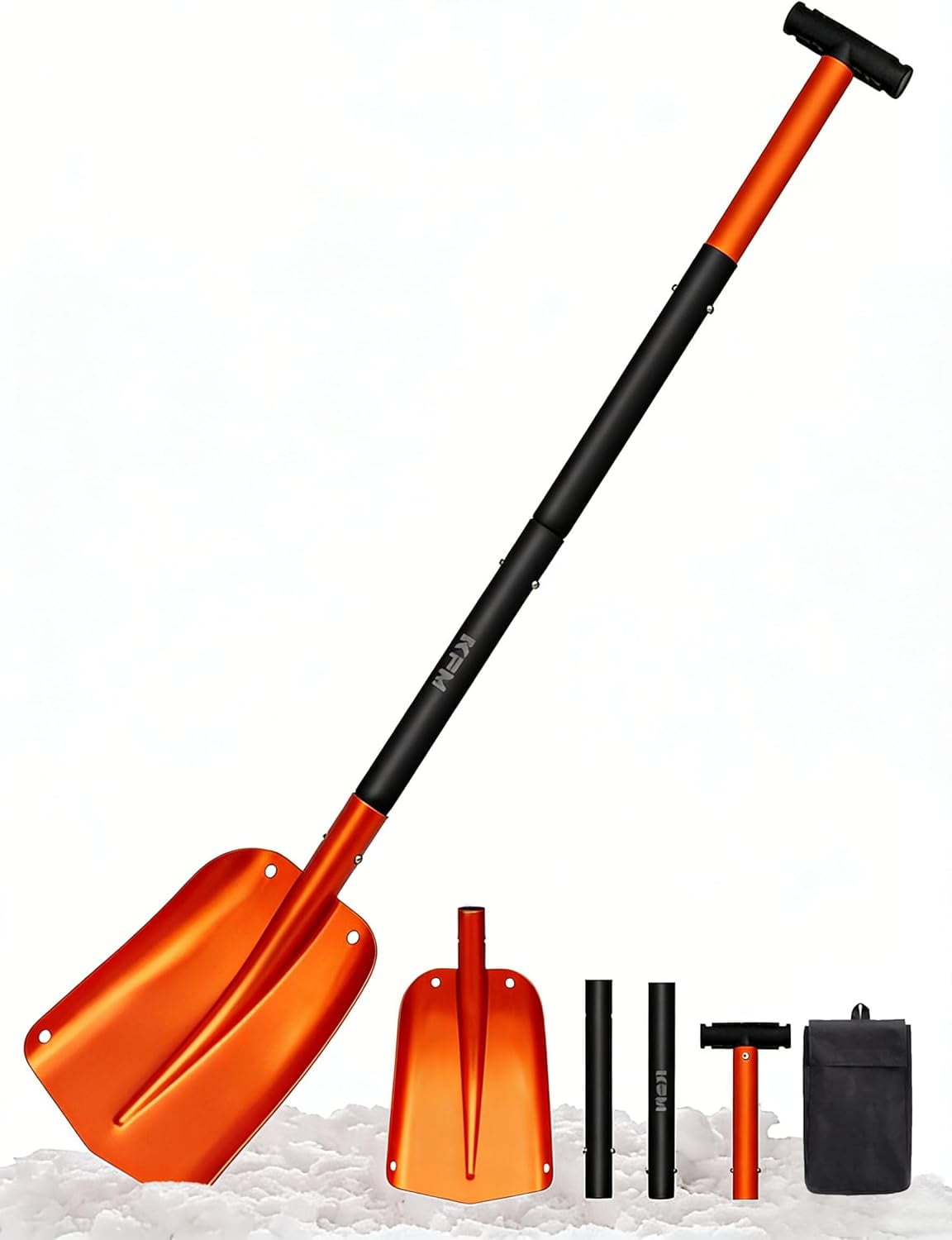 CERPXFF-Aluminum Snow Shovel, 22 to 43 Inch Collapsible Adjustable ...