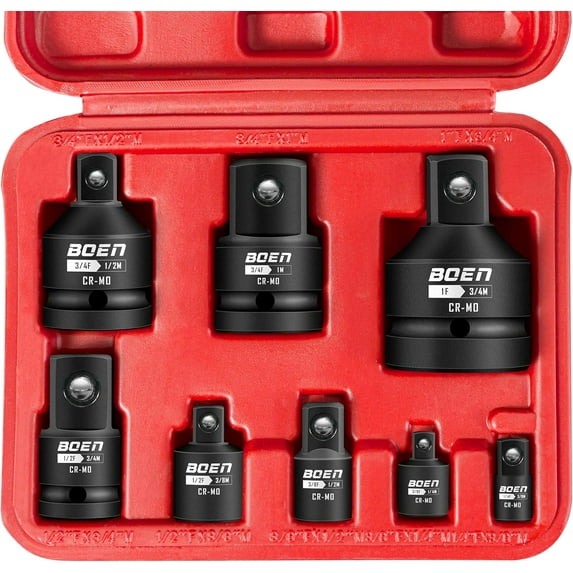 CERPXFF-BOEN 8 Piece Impact Socket Adapter and Reducer Set, 1/4" 3/8" 1 ...
