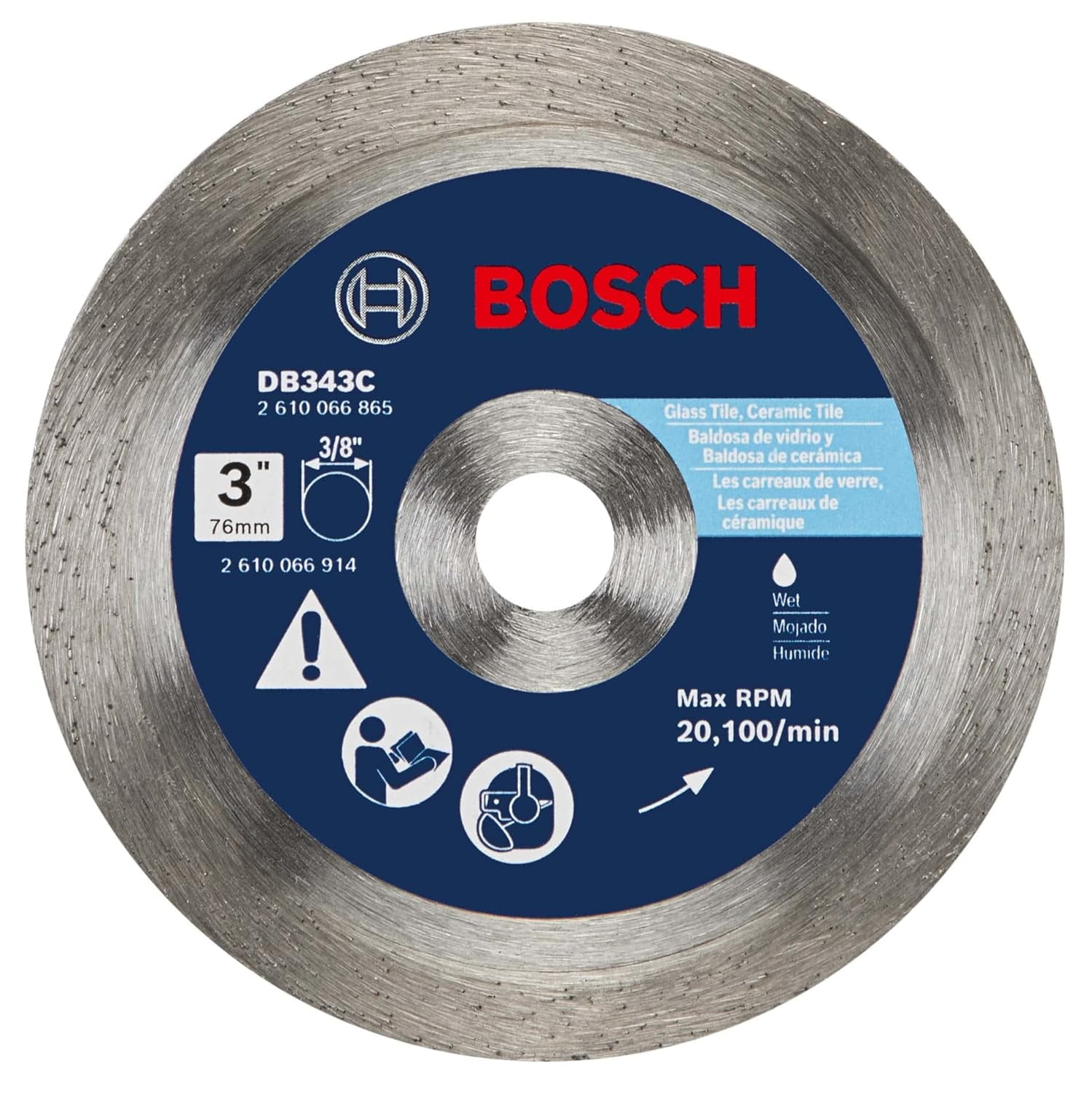 CERPXFF-BOSCH DB343C 3 in. Continuous Rim Diamond Blade with 3/8 in ...