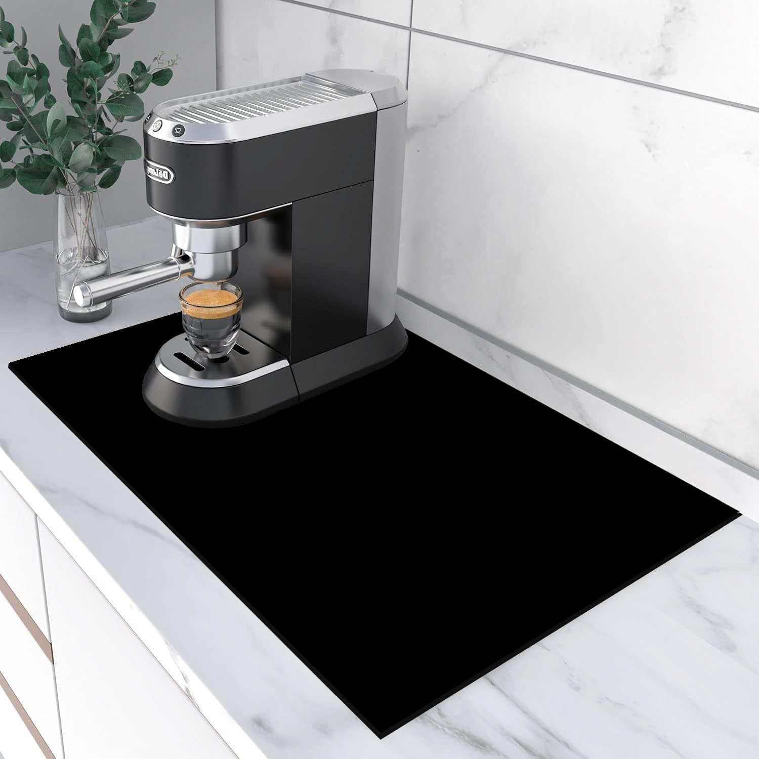 CERPXFF-Black Coffee Mat for Coffee Maker, Absorbent Hide Stain Rubber ...