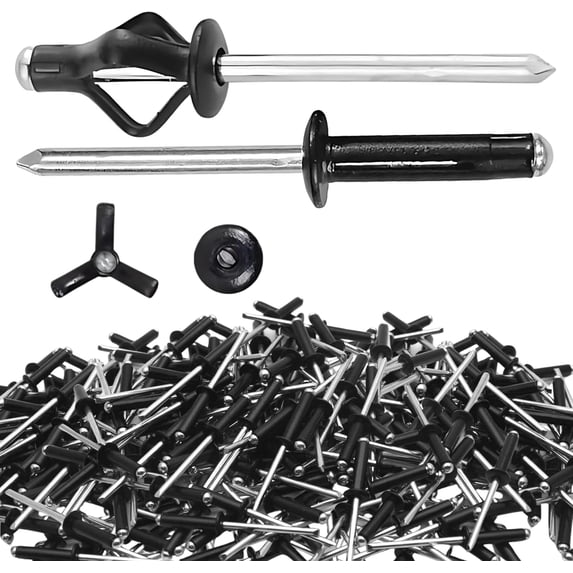 CERPXFF-Black Tri-Fold Rivets 60pcs 3/16" x 1" - Heavy Duty Aluminum ...