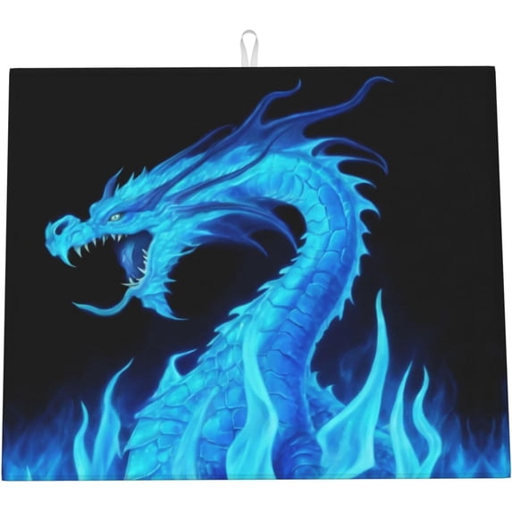 CERPXFF-Blue Flame Dragon Dish Drying Mat For Kitchen Counter Dry Mats ...