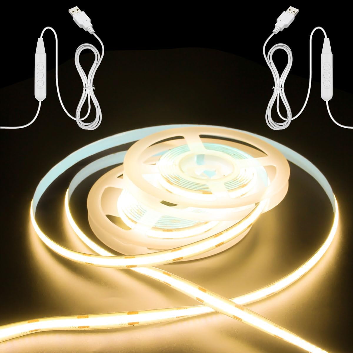 CERPXFF-COB LED Strip Light 5V USB Dimmable LED Strip Light 3000K Warm ...