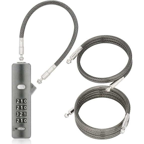CERPXFF-Cable Lock, 4-Digit Combination Cable Lock with 3 Rechangeable ...