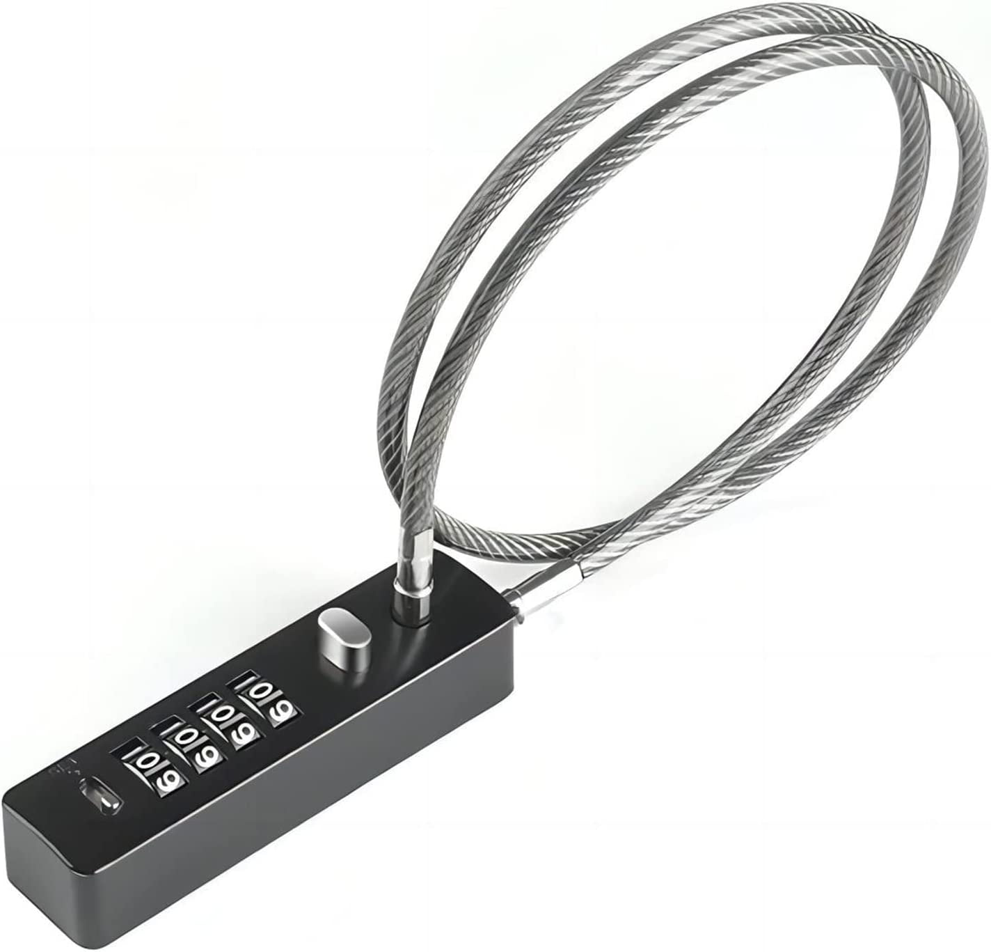 CERPXFF-Cable Locks with Combination, 23-3/5 Inch Length Steel Cable Rope 4-Digit Combination ...