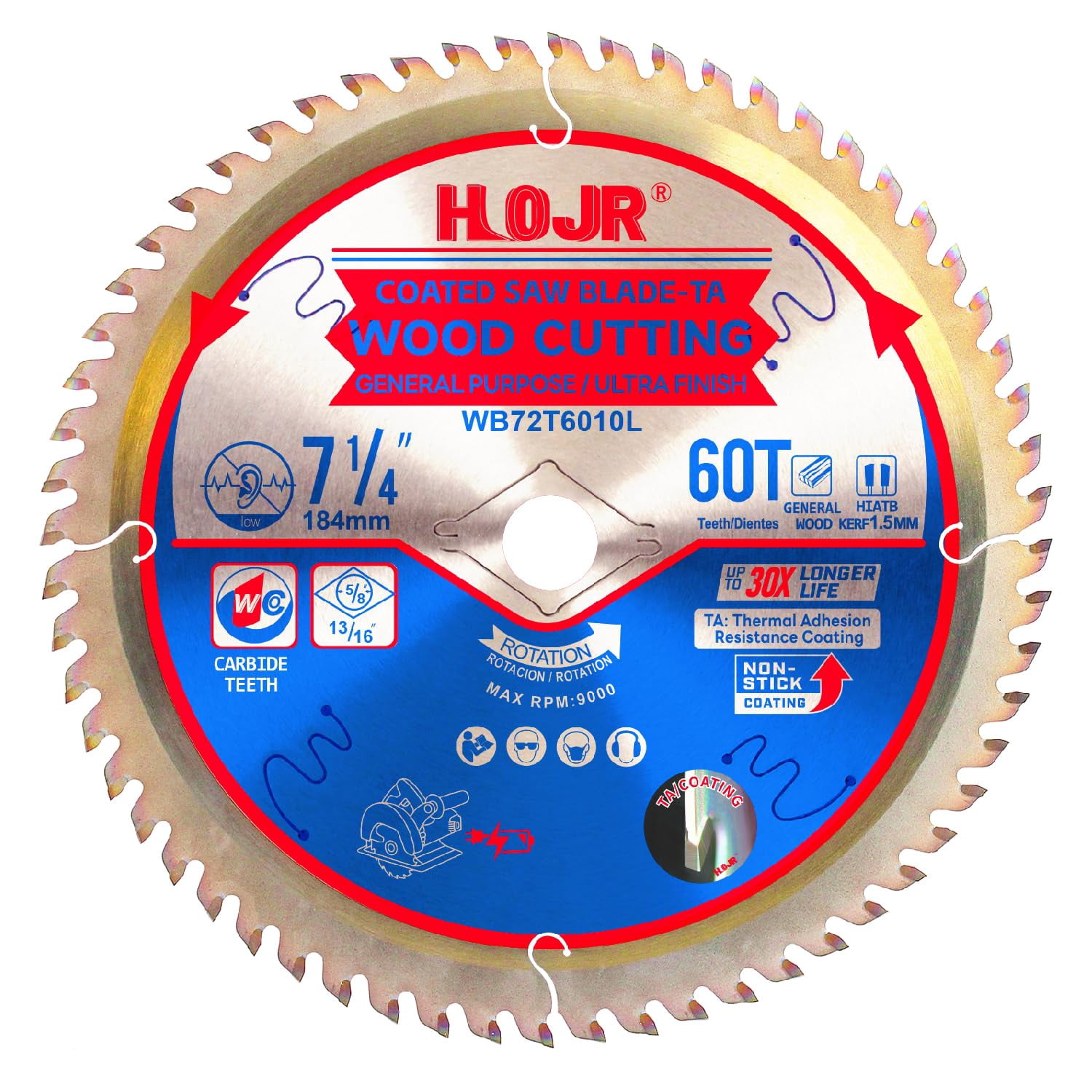 CERPXFF-Circular Saw Blade Woodworking TA Series, 7-1/4" 60 Tooth Arbor ...