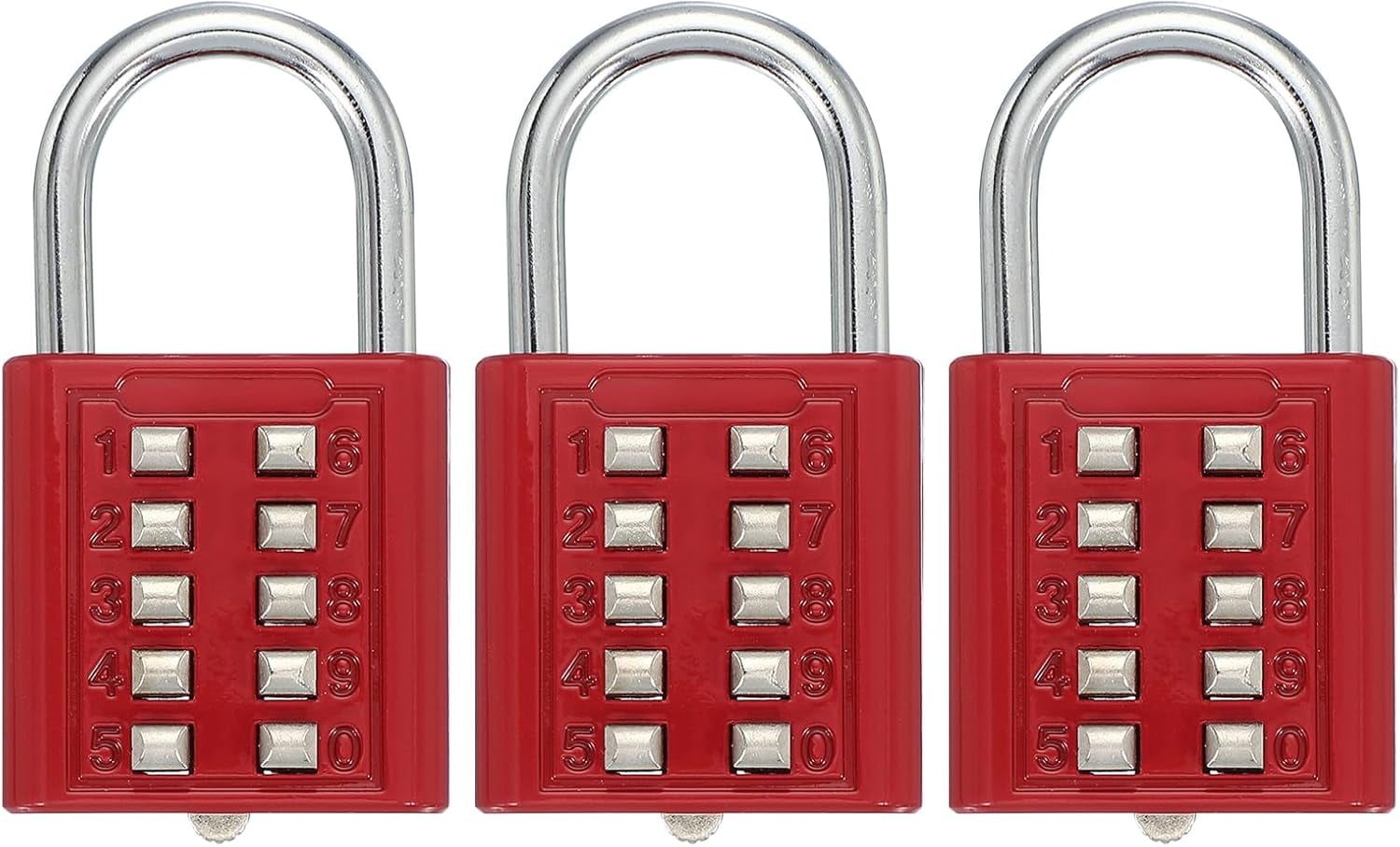 CERPXFF-Combination Padlock, 10-Digit Push Button Padlock 5-Position ...