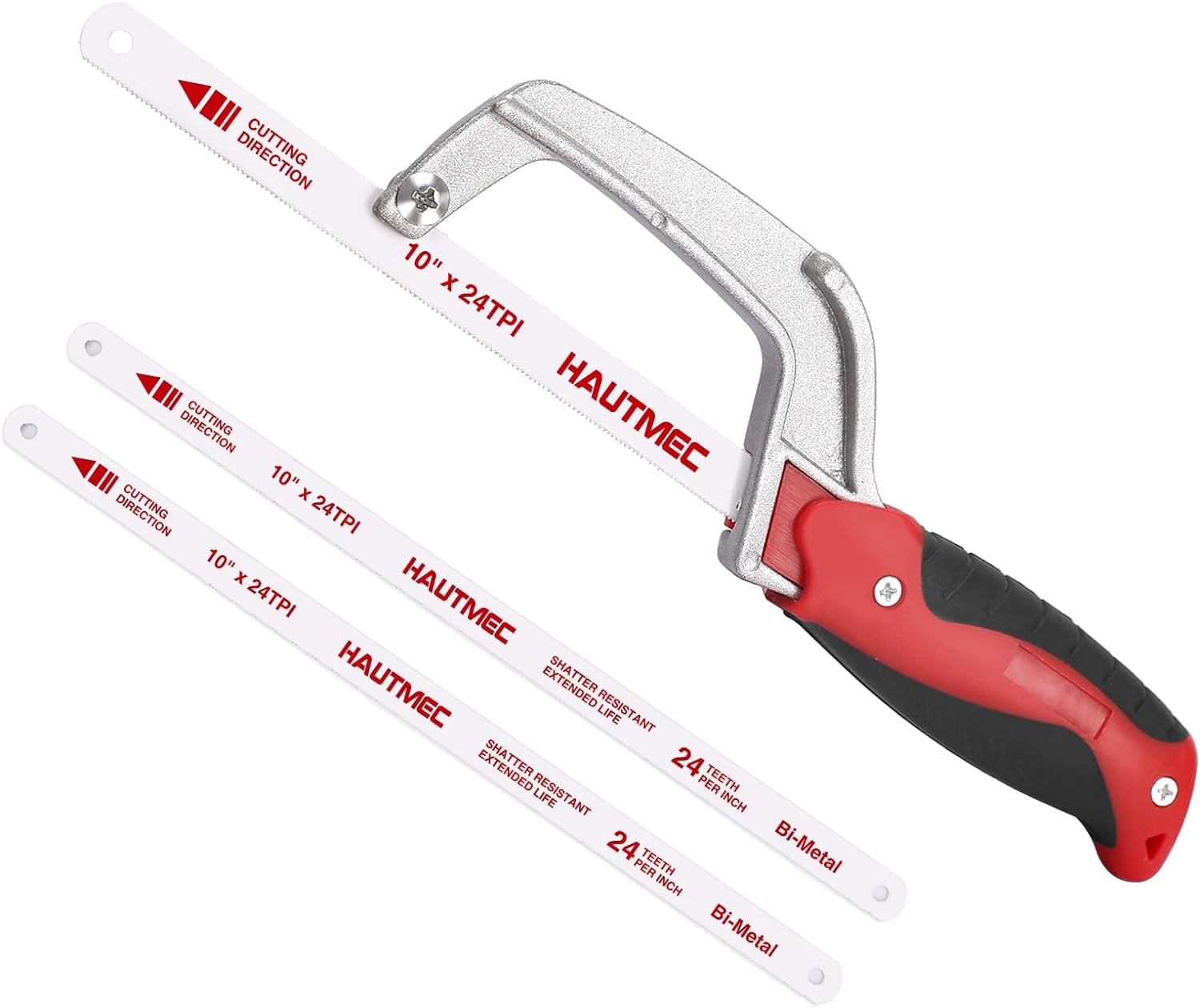 CERPXFF-Compact Hacksaw, Mini Hack Saw with 3Pcs 10" Bi-Metal HSS Blade ...