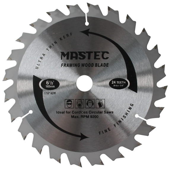 CERPXFF-Cordless Circular Saw Blade 6-1/2-Inch 24-Tooth with 5/8" Arbor ...