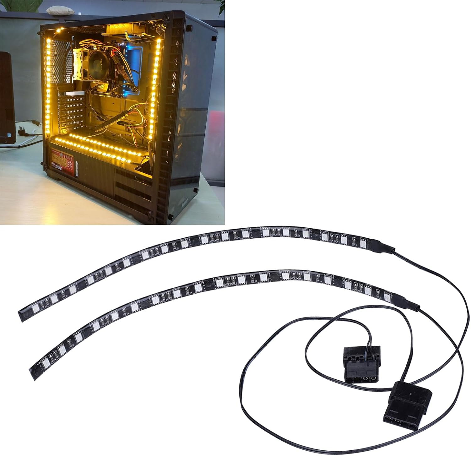 CERPXFF-DS Gold Yellow LED Light Strip Computer Lighting with Magnetic ...