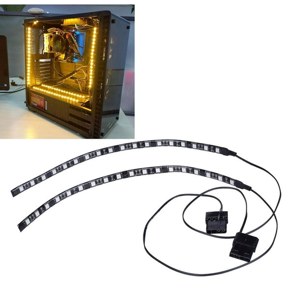 CERPXFF-DS Gold Yellow LED Light Strip Computer Lighting with Magnetic ...