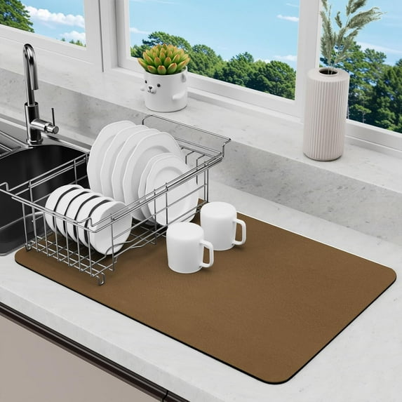CERPXFF-Dish Drying Mat for Kitchen Counter, Dish Drying Pad with Non ...
