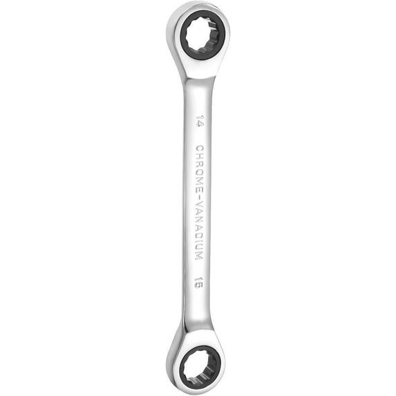 CERPXFF-Double Box End Ratcheting Wrench 14mm-15mm CR-V Steel Metric 12 ...