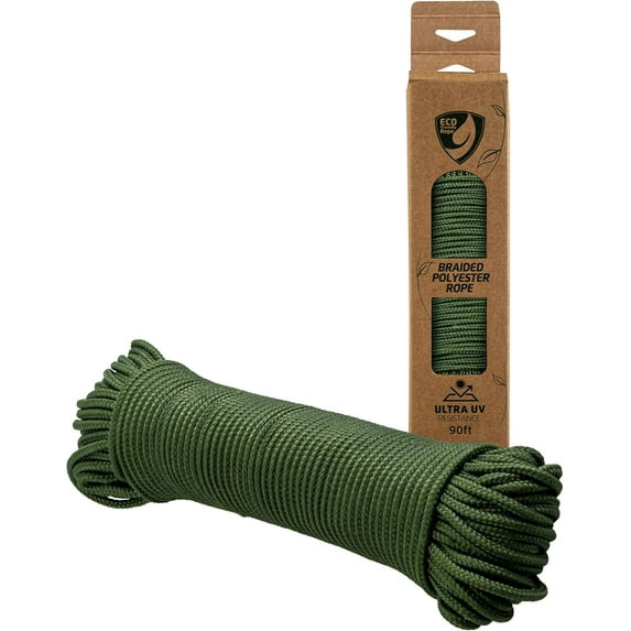CERPXFF-ECO-Friendly Braided Rope Hank 90 Foot Olive Green Color Ø 3/16 ...