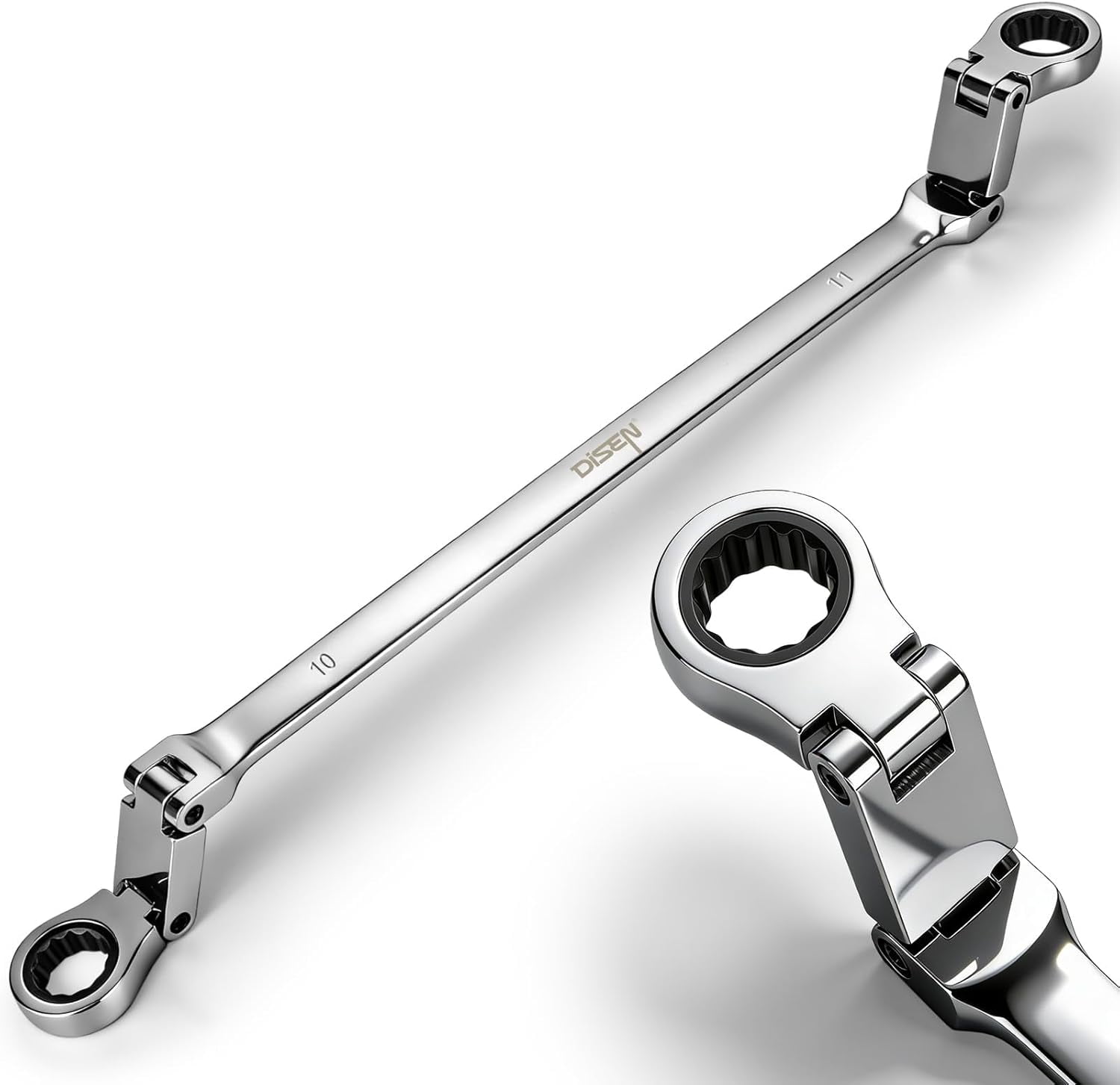 CERPXFF-Extra Long Flex Head Ratchet Wrench Metric 10-11MM, Double ...