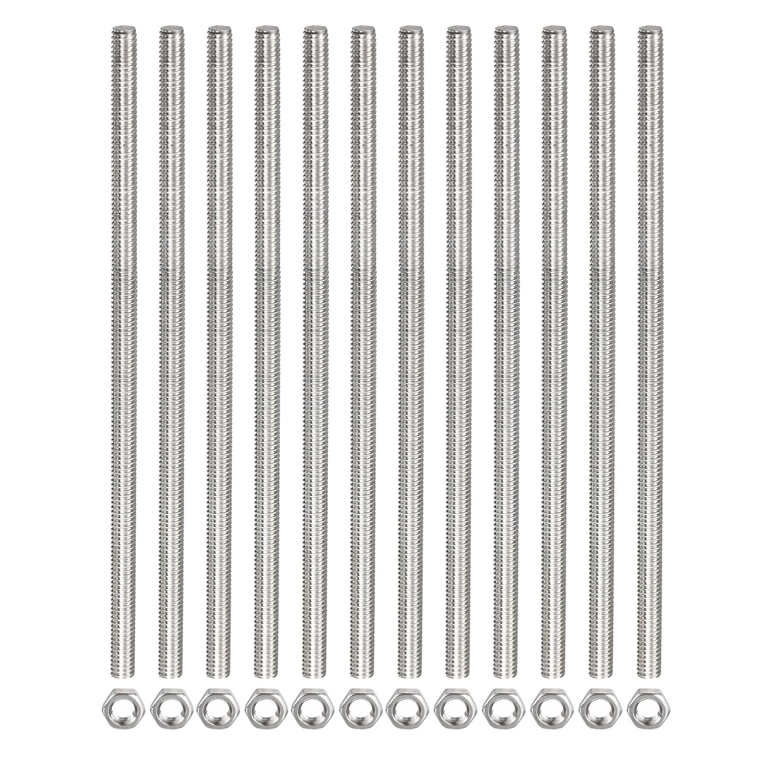 CERPXFF-Fully Threaded Rod (with 12 Pcs Hex Nuts),Stainless Steel Fully ...