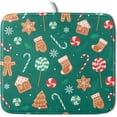CERPXFF-Gingerbread Dish Drying Mat for Kitchen Counter Holiday Green ...