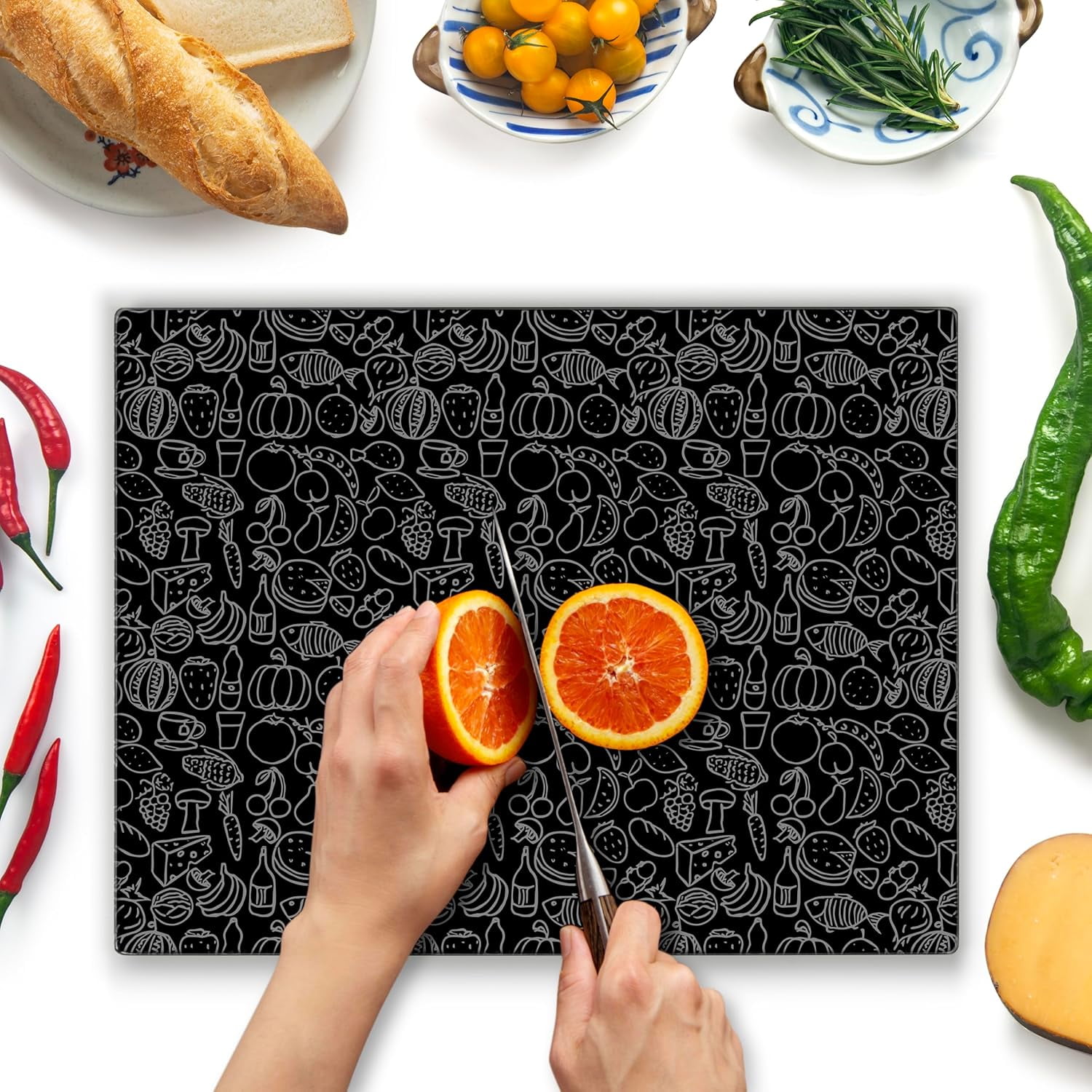 CERPXFF-Glass Cutting Board 16"x12": Tempered Glass Kitchen Counter ...