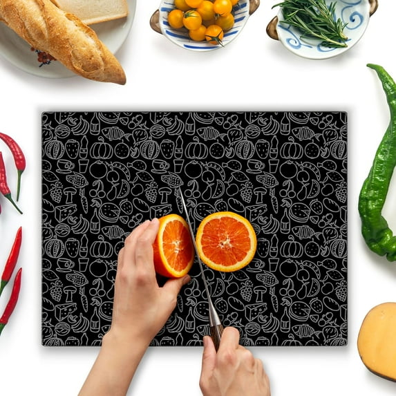 CERPXFF-Glass Cutting Board 16"x12": Tempered Glass Kitchen Counter ...