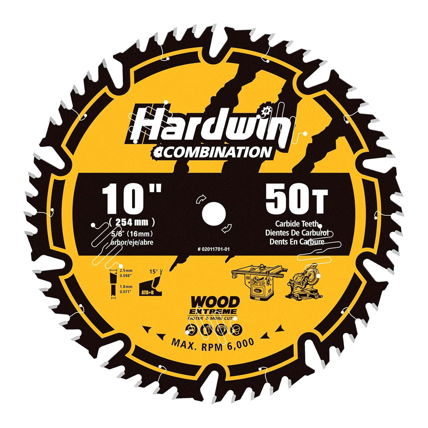 CERPXFF-Hardwin 10-Inch 50-Tooth Combination Table Saw Blade, 5/8 ...