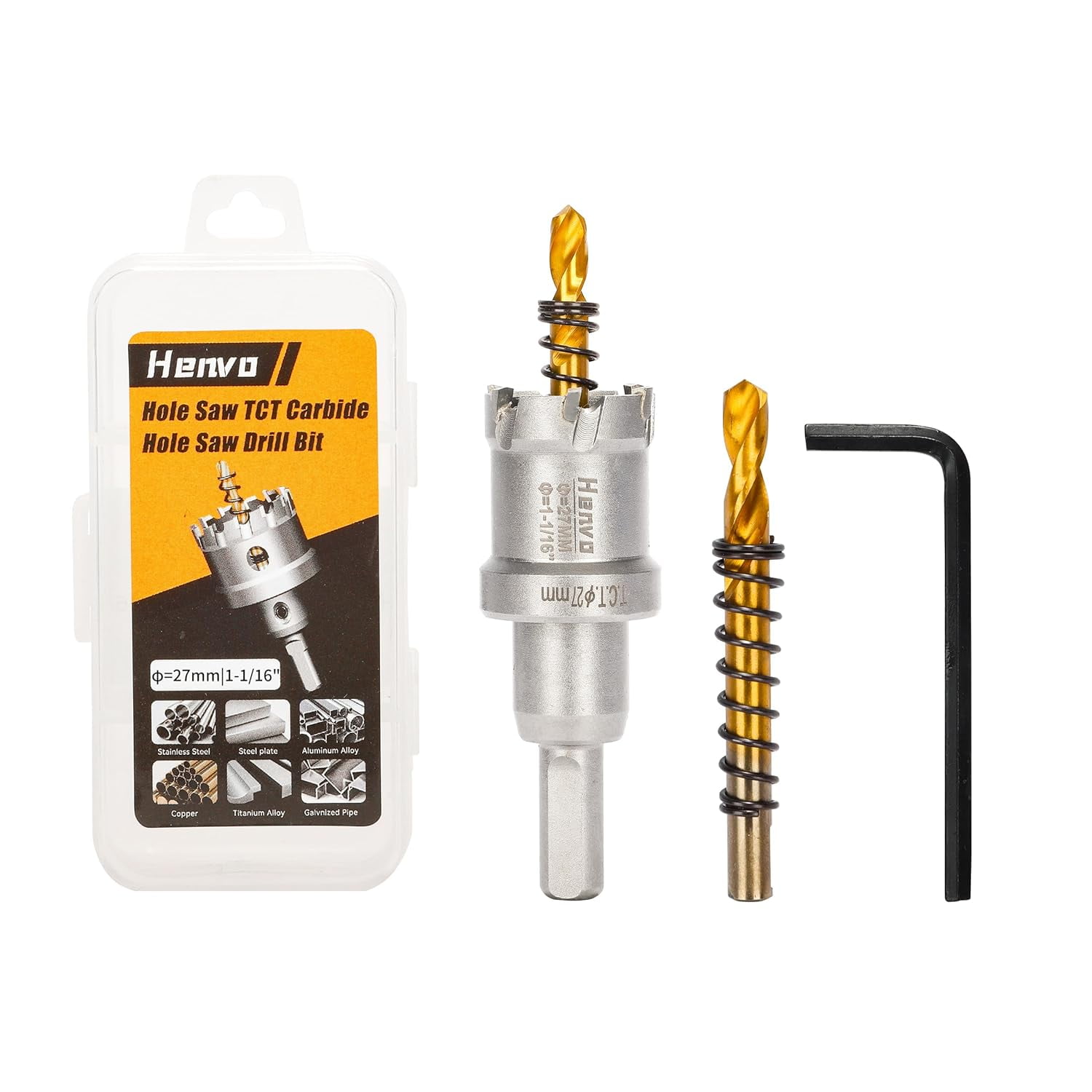 CERPXFF-Hole Saw 1-1/16" (27mm) Heavy Duty Carbide with 2 Pilot Drill ...