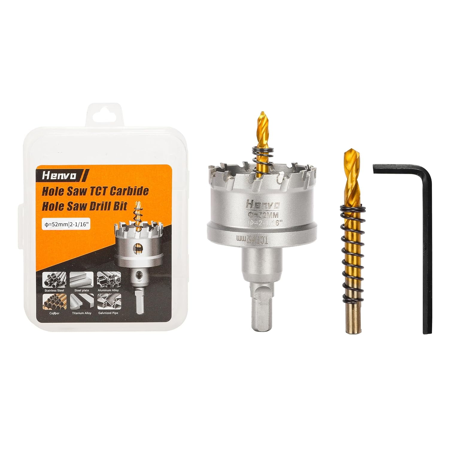 CERPXFF-Hole Saw 2-1/16" (52mm) Heavy Duty Carbide with 2 Pilot Drill ...