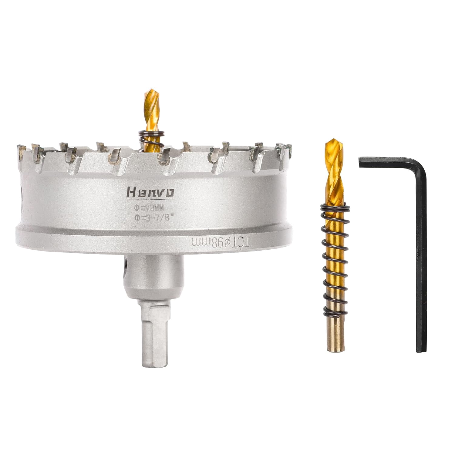 CERPXFF-Hole Saw 3-7/8" (98mm) Heavy Duty Carbide with 2 Pilot Drill ...