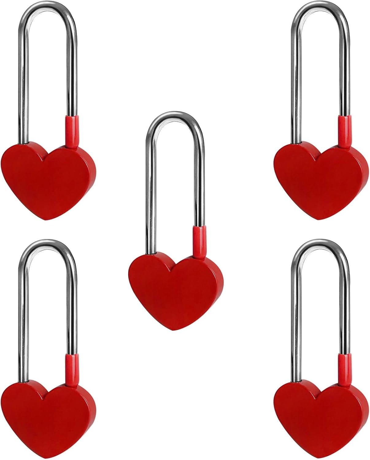 CERPXFF-Keyless Love Lock Single Heart Padlock,5PCS Red 3.5" 50mm Love ...