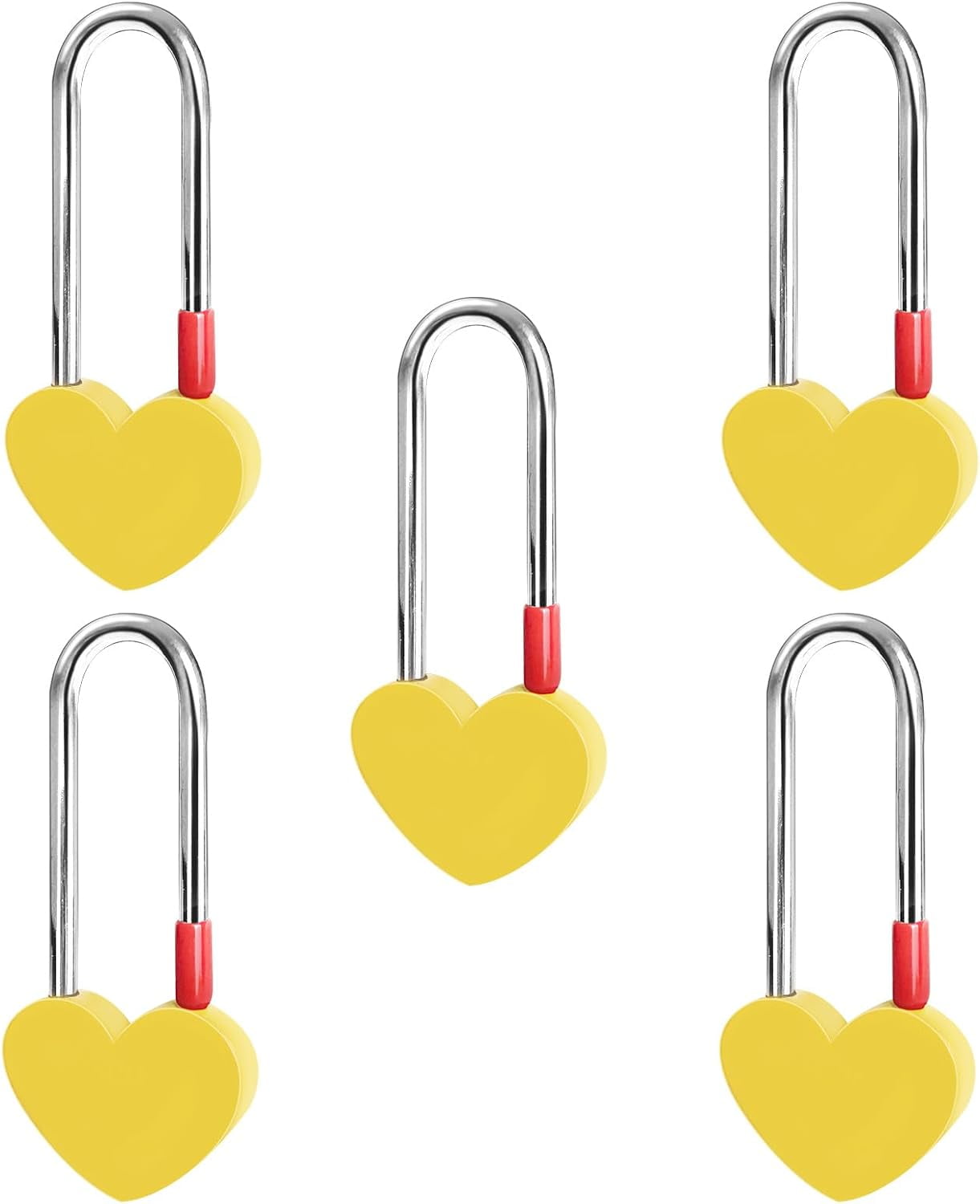 CERPXFF-Keyless Love Lock Single Heart Padlock,5PCS Yellow 3.5" 50mm ...