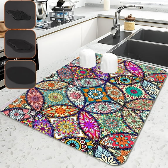 CERPXFF-Kitchen Dish Drying Mat Multi-Purpose Kitchen Sink Faucet Mat ...