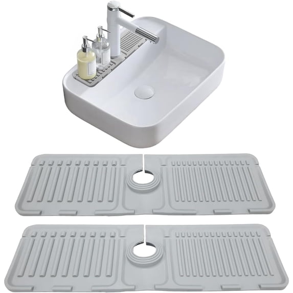 CERPXFF-Kitchen Sink Faucet Mat, 2 Pack Silicone Splash Guard and Drip ...